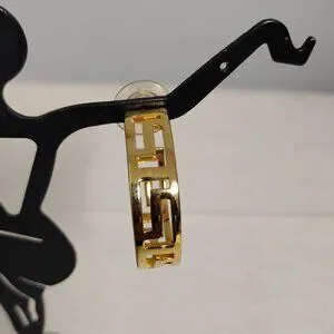 Jewelry | Vintage Retro Cutout Gold Greek Key Cut Out Pierced Hoop ...